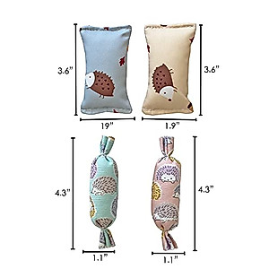 Ymid Select 4 Pcs Hedgehog Mini Pillows Small Animal Toys Habitat Decor Cage Accessories Hedgehog Supplies Photo Props Toy for Ferret ,Rabbit,Bird,Parrot,Mouse,Chinchilla, Rat,Gerbil,Dwarf Hamster