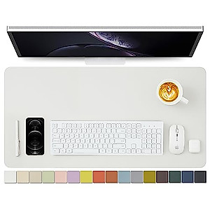 Leather Desk Mat - Non-Slip PU Desk Pad for Office and Home - Desk Organization and Accessories - Ideal for Large Mouse Pad and Desk Mats on Top of Desks (White,31.5"x 15.7")