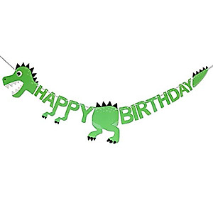 Dinosaur Happy Birthday Banner, Dinosaur Party Supplies Decorations, Dinosaur Bunting Flag Garland for Kids Birthday Party Favors Supplies