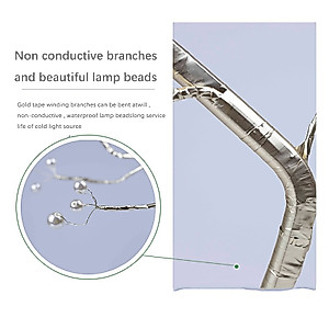 MYSNKU DIY Led Desk Tree Lamp, Desk Table Decor 36 Pearl LED Lights for Home,Bedroom, Indoor,Wedding Party,Decoration Touch Switch Battery Powered or USB Adapter (Nordic)