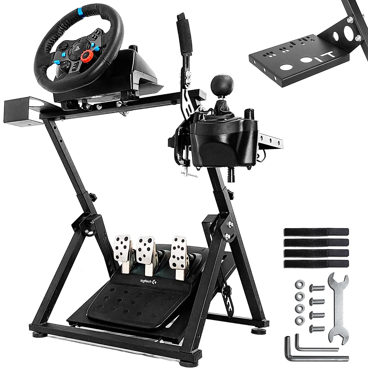 Minneer Youth X PRO Racing Wheel Stand Height Adjustable with Shifter Upgrade fit for Logitech G25,G27,G29,G920,G923Thrustmaster TMX, Gaming Steering Simulator Cockpit Wheel and Pedals Not Included