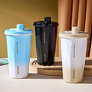 Reginsnow 20oz Insulated Coffee Mug With Lid, Double Wall Stainless Steel Vacuum Insulated Tumbler, Travel Thermal Cup for Home, Office, Outdoor & Car - Mocha