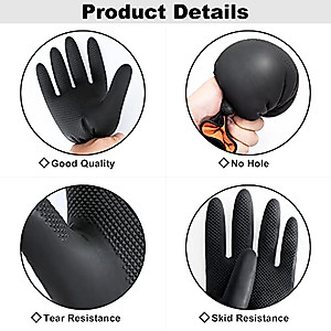 ThxToms Chemical Resist Rubber Gloves,Cleaning Protective Work Heavy Duty Industrial Gloves for Kitchen Cleaning XL,Black,3 Pairs