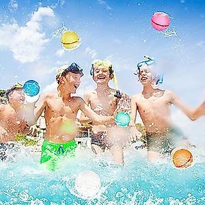 Reusable Water Balloons for kids, Summer Party, Bath Toy, Water Battle Game, Water Park, Latex-Free Silicone Fast Self-Sealing Water Bomb Splash Fun for Kids and Adults (Pack 16)