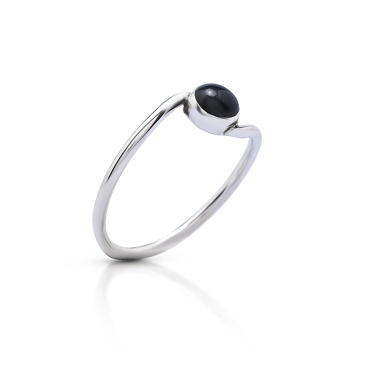 Black Onyx Delicate Ring 925 Sterling Silver Vintage Boho Chic US Size 5 6 7 8 9 (9)