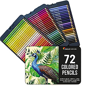 Zenacolor 72 Colored Pencils Set - Numbered Coloring Pencils in Metal Case - Art supplies Color Pencils for Adult Coloring Books, Adults and Artists