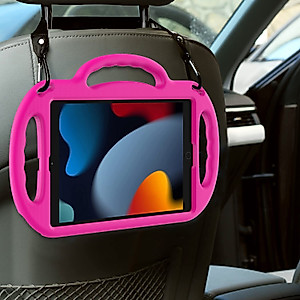 TIRIN iPad 10.2 Case for Kids, iPad 9th/8th/7th Generation Case, iPad 10.2 Shockproof Protective Case with Shoulder Strap Handle Stand for 10.2 inch 9/8/7 Generation 2021/2020/2019, Pink.