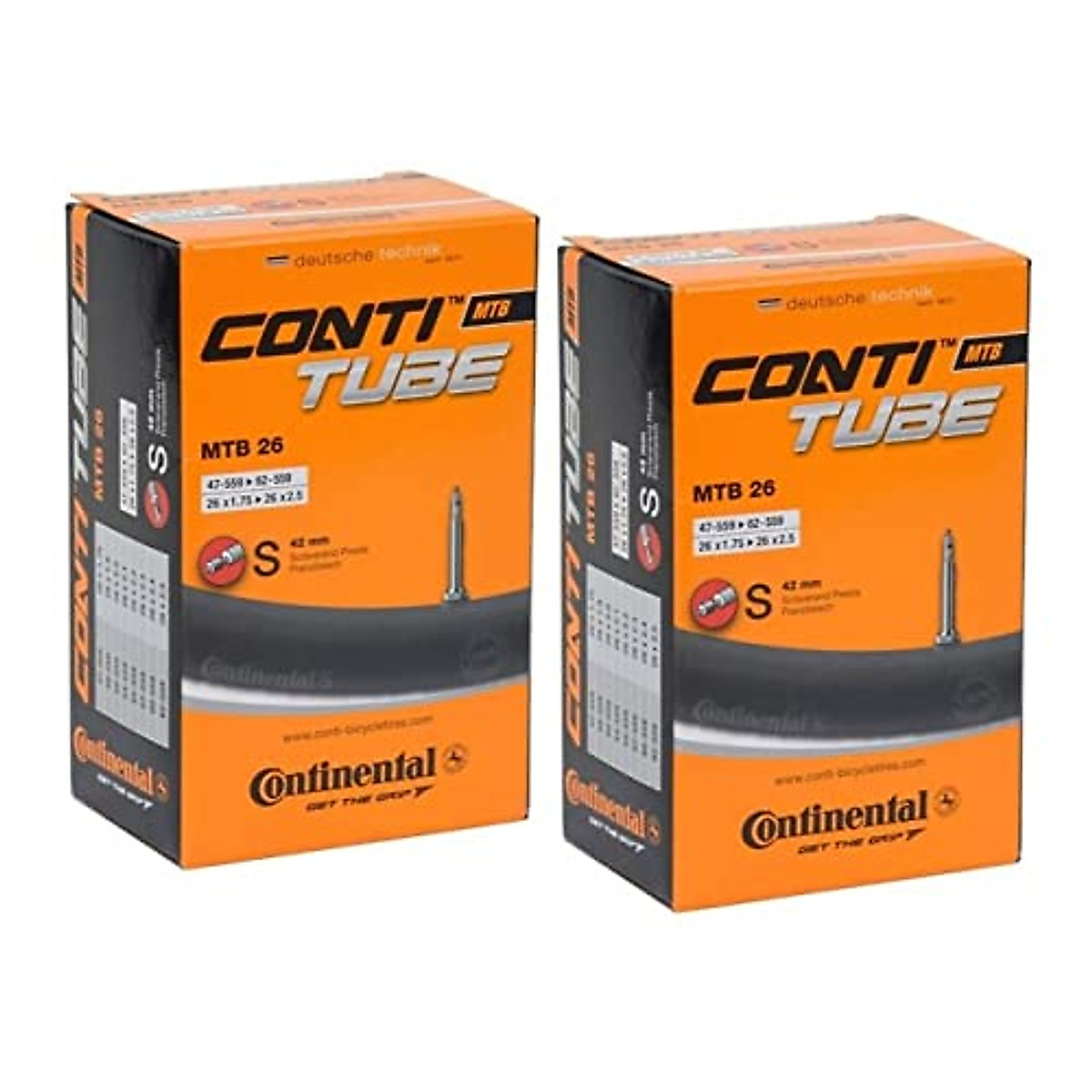 Continental MTB 29x1.75-2.5" / 47-622 -> 62-622 Inner Tubes - 42mm Presta Valve (Pack of 2 Tubes)