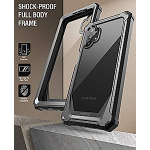 Poetic Guardian Series Case Designed for Samsung Galaxy A32 5G, Full-Body Hybrid Shockproof Bumper Clear Protective Cover Case, Built-in Screen Protector, Black/Clear