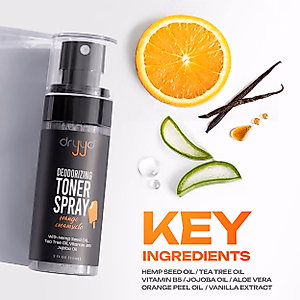 Deodorizing Toner Spray for Balls Aluminum Free Cooling Toner Ball Spray - Mens Groin Care - Ball Deodorant for Men with Tree Oil, Vitamin B5, and Jojoba Oil - Orange Creamsicle Scent