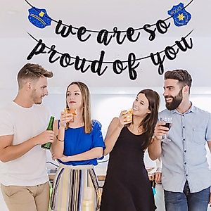 We are so Proud of You Banner, Police Academy Graduation Banner, Congrats Officer, NO-DIY Police Retirement Banner, Glitter Police Birthday Party Decorations