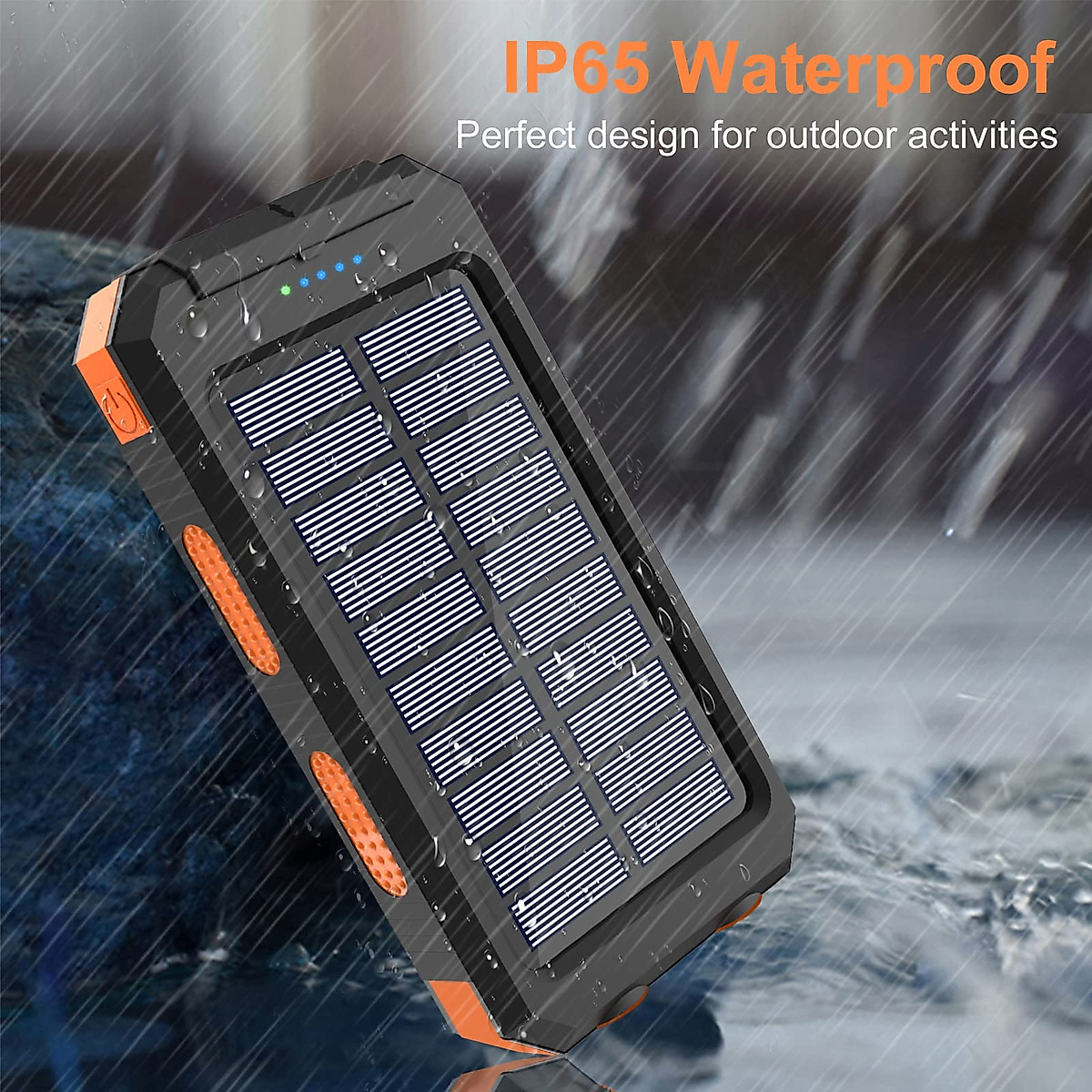 Saraupup Solar Charger Power Bank, 38800mAh Portable Charger Fast Charger Dual USB Port Built-in Led Flashlight and Compass for All Cell Phone and Electronic Devices