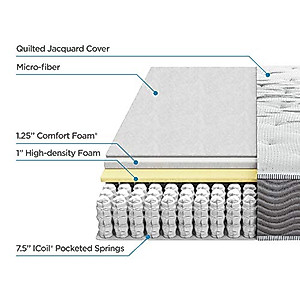 Zinus 10 Inch Support Plus Pocket Spring Hybrid Mattress/Extra Firm Feel/More Coils for Durable Support, Queen & Shalini Upholstered Platform Bed Frame/Mattress Foundation, Dark Grey, Queen