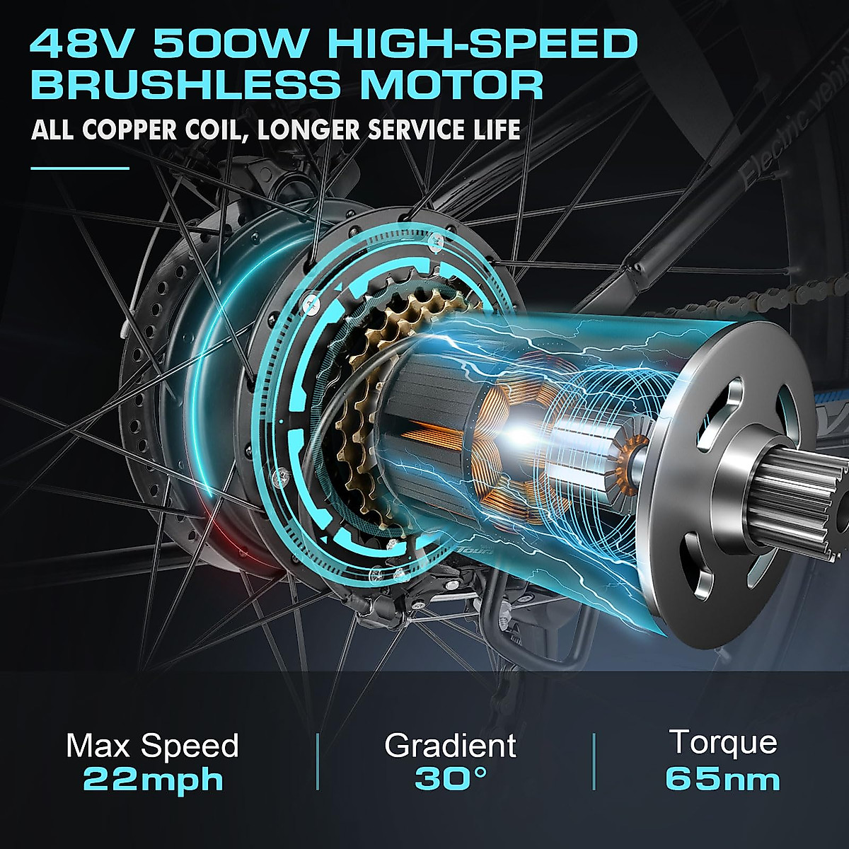 Vivi Electric Bike for Adults 750W Peak Folding Electric Mountain Bike 26'' Commuter Ebike 22MPH Adult Electric Bicycles with Removable Battery, Up to 50 Miles, LCD Display, Dual Shock Absorber