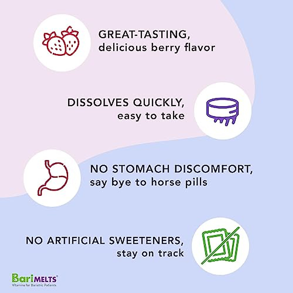 BariMelts Calcium Citrate, Dissolvable Bariatric Vitamins, Natural Berry Flavor, 120 Fast Melting Tablets