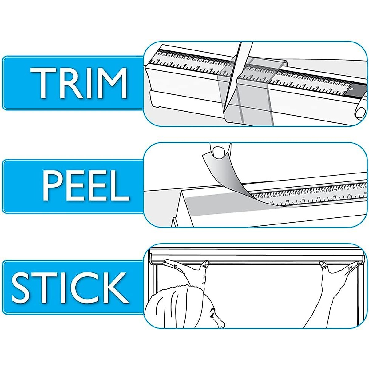 Redi Shade No Tools Easy Lift Trim-at-Home Cordless Pleated Light Blocking Fabric Shade White, 30 in x 64 in, (Fits windows 19 in - 30 in)
