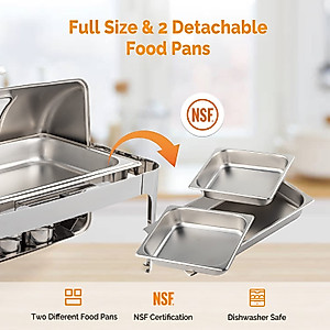 ROVSUN 9 QT 3 Packs Stainless Steel Chafing Dish Buffet Set with Electric & Fuel Heating, NSF Roll Top Catering Chafer Server with Full Size & 2 Detachable Food Pans, Glass Lid for Party Banquet