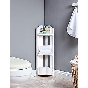 Kings Brand Furniture - Gabriel 3-Tier Corner Bathroom Shelves, Bathroom Storage Organizer, White