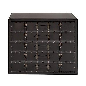 Deco 79 Wood Rectangle Chest with Buckles and Straps Detailing, 36" x 17" x 32", Black