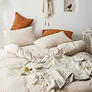 ETDIFFE Beige Comforter Set Queen Size, 3 Piece Aesthetic Modern Bedding Set - Soft & Lightweight All Season Microfiber Down Alternative Bed Comforter with 2 Pillow Shams for Women Men