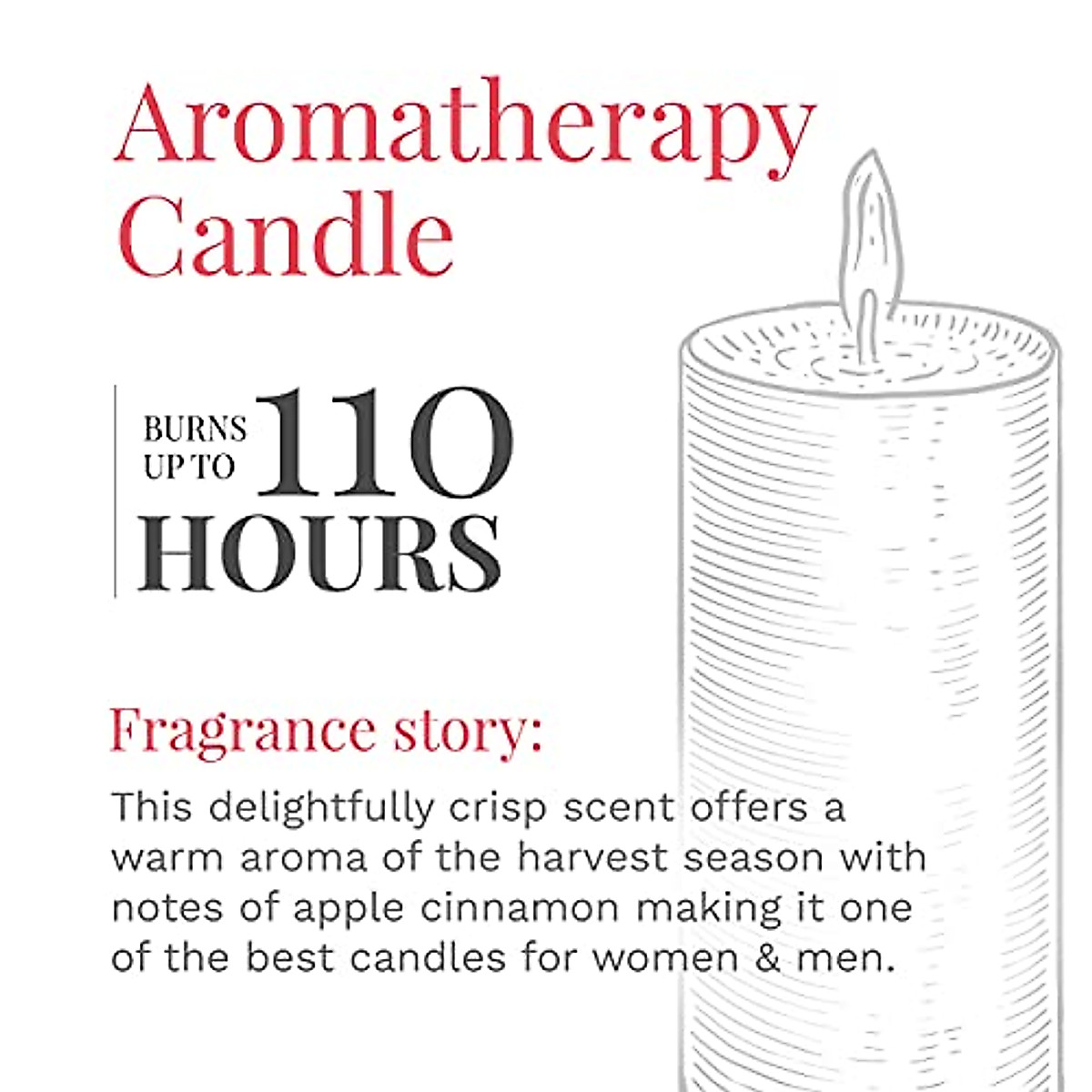 Candle-lite Scented, Apple Cinnamon Crisp Fragrance, One 18 oz. Single-Wick Aromatherapy Candle with 110 Hours of Burn Time, Red Color