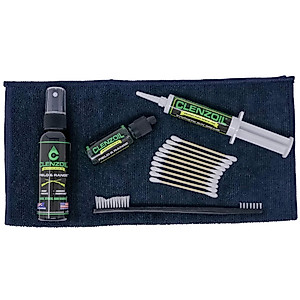 Clenzoil Field & Range Essentials Combo Kit | Cleaner, Lubricant & Grease Kit | All-in-One | Clean, Lubricate, Protect | Rust Preventative Cleaning Kit | Nylon Brush, Swabs & Microfiber Towel Combo