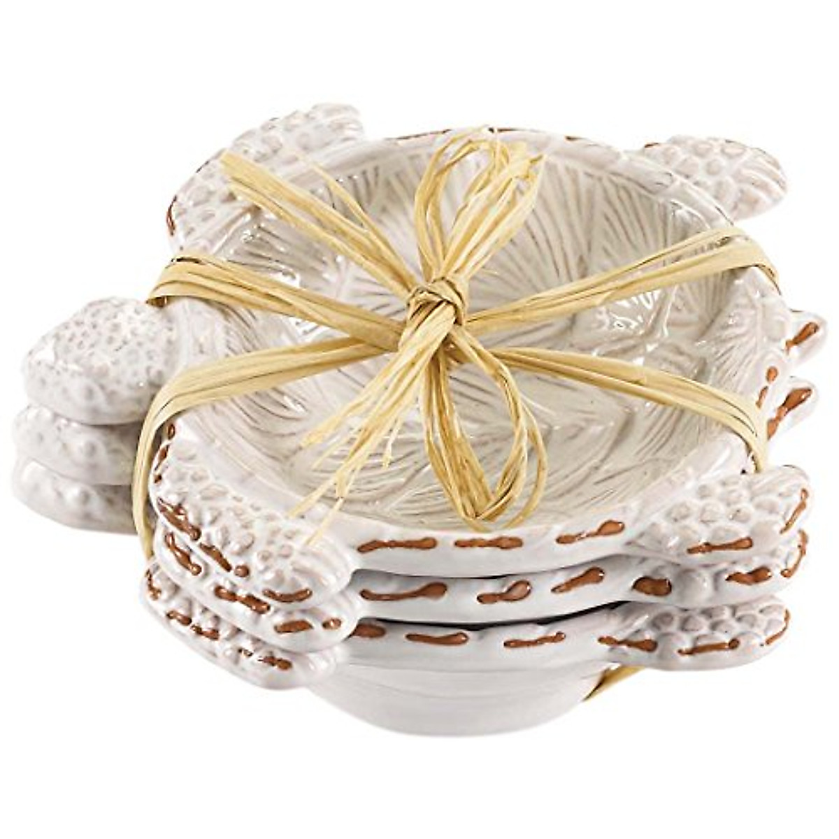 Mud Pie Turtle Shaped Ceramic Dip Bowls, Mini, Set of 3