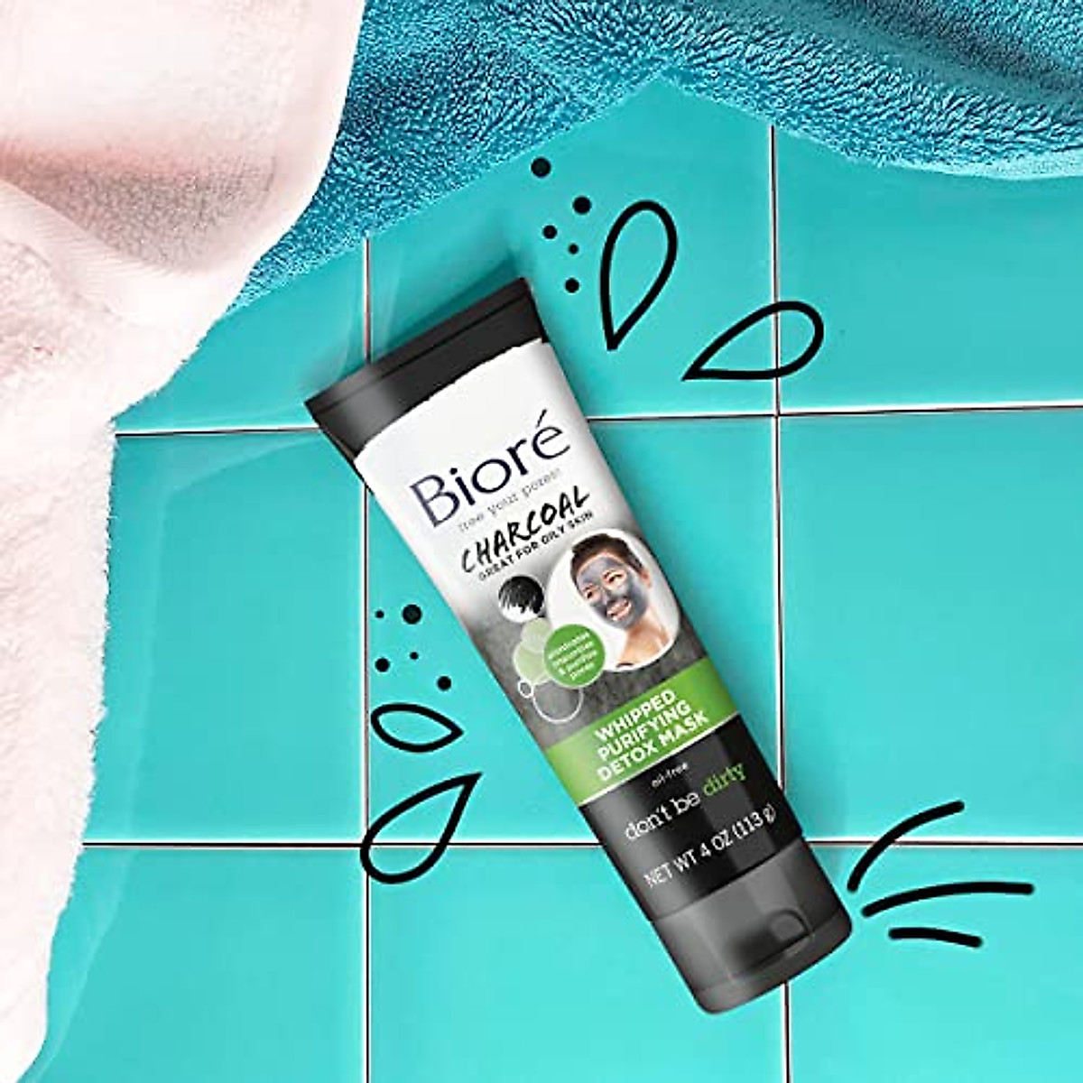 Biore Charcoal Whipped Purifying Detox Mask, with Natural Charcoal, Deep Pore Cleansing, 4 Ounce, Dermatologist Tested, Non-Comedogenic, Oil Free