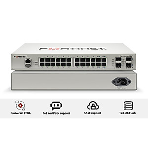 Fortinet FortiSwitch - 124F Performance L2 Switch - 24 GE, 4 SFP+, Fanless (FS-124F)