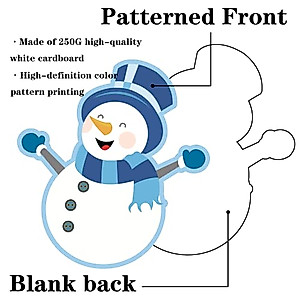 NBjiuyin 48 Pieces Winter Snowman Snowflakes Cutouts with Glue Point Dots Assorted Bule Winter Cartoon Accents Cutouts for School Classroom Bulletin Board Home Decorations (CB-02)