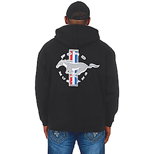 JH DESIGN GROUP Men's Ford Mustang Collage Black Zip Up Hoodie Sweatshirt (Large, CLG2-black)