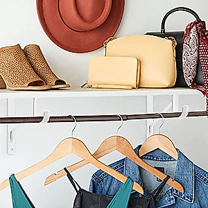 4PCS Heavy Duty Closet Rod Brackets 11 x 11 Inch, 1-3/8Inch Diameter Shelf and Rod Bracket Holder for Home and Closet Decor, White Wall Mount Closet Pole Supports Bracket Hook with Fixed Hardware