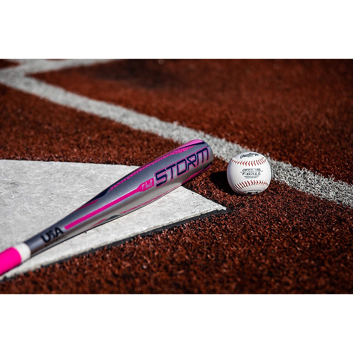 Rawlings | STORM T-Ball Bat | USA Softball & Baseball | -12 Drop | 24" | Silver/Pink