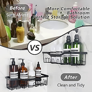 senzibser Shower Caddy [5-Pack] Black Shower Shelves for Inside Shower with Soap Caddy&Toothbrush Holder.NO Driling Easy Installation shower shelf