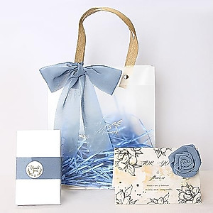 UpUDo 4 Rolls Chiffon Ribbon, 1.5" x 6Yd Dusty Blue Silk Ribbons, Smooth Edges for Wedding Invitations, Bridal Bouquets, DIY Crafts, Gift Wrapping, Holiday Decor