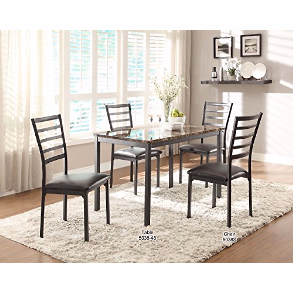 Homelegance Bi-Cast Vinyl Metal Frame Side Chair, Black, Set of 4