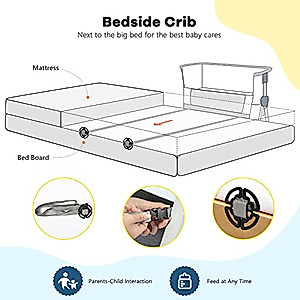 Cowiewie Baby Bassinets,Bedside Sleeper for Baby/Infants with Storage Basket, Easy to Assemble Bassinet for Newborn/Infant, Adjustable Bedside Crib,Safe Portable Baby Bed,Travel Bag Included(Grey)