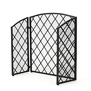 Christopher Knight Home Amiyah 3 Panelled Iron Fireplace Screen, Black