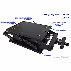 Lab Scissors Jack, MPositioning L01Z-70 Aluminum Laboratory Jack Lift Table 160 x 220 Platform Size, Smooth Motion in 70 mm Z Axia, Support Loading 30kg