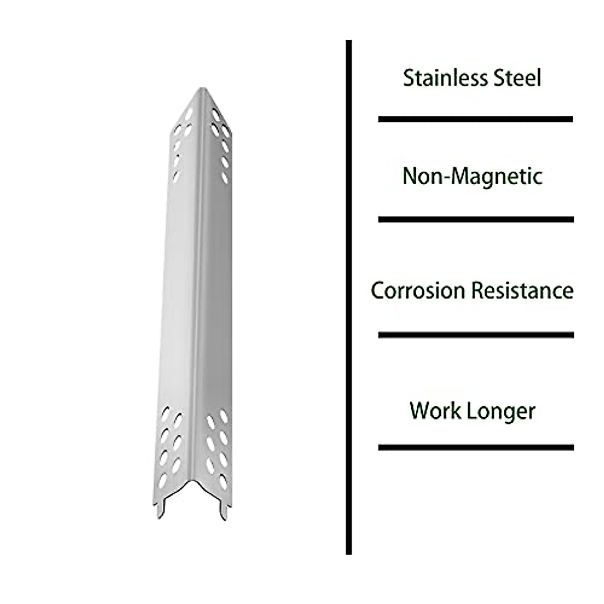 Damile Stainless Steel Grill Heat Plates Heat Shield Burner Cover, 16 Inch BBQ Gas Grill Replacement Parts for Charbroil 4 Burner Gas Models 463446015, 463446016, 463446017, 466446015, 463447018, 4Pcs