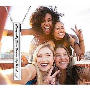 Rnivida Sister Gifts from Sister, Always My Sister Forever My Friend Bar Pendant Necklace, Sister Presents Christmas Birthday Jewelry Gift for Sisters (Sister - Silver)