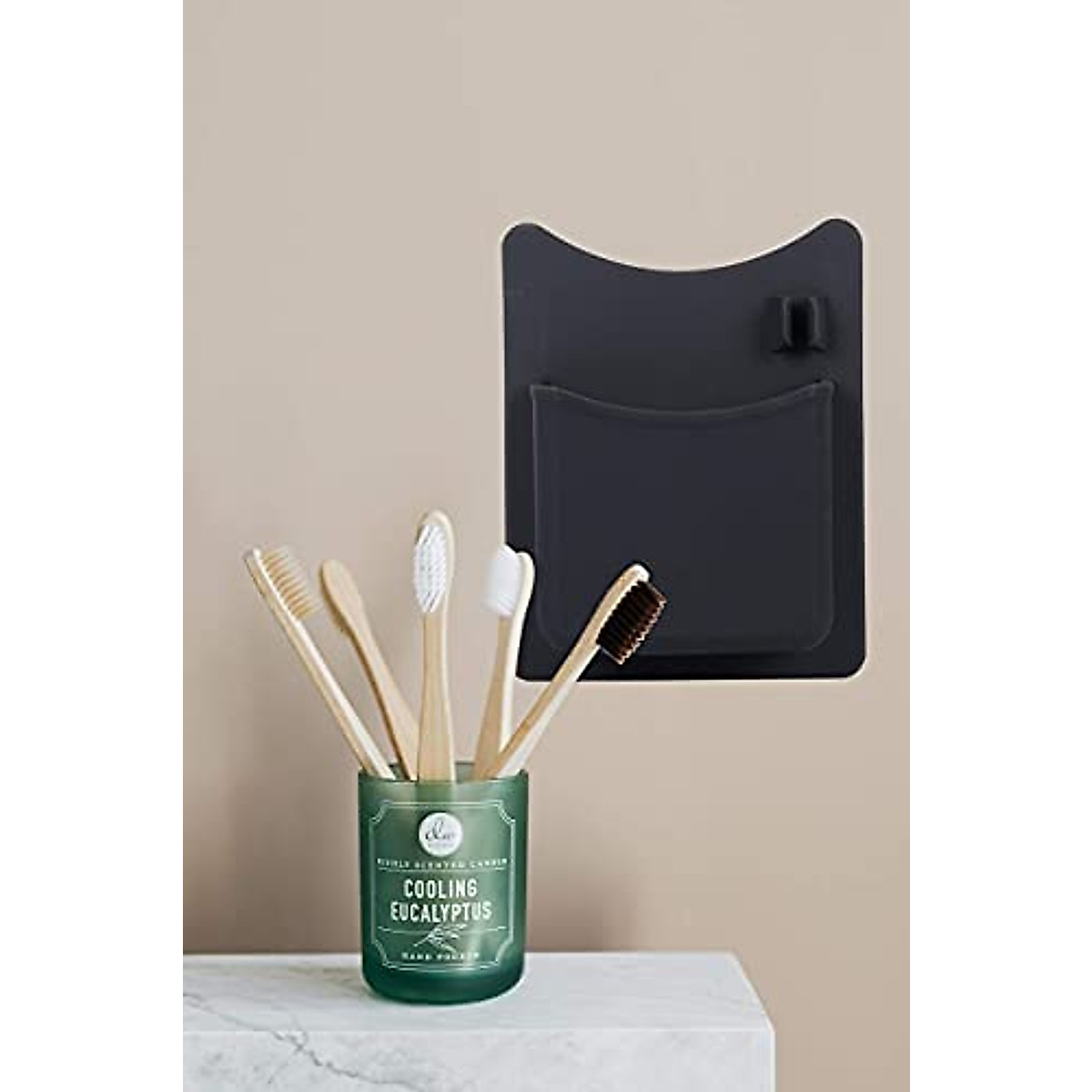 Frafuo Shower Toothbrush Holder for Bathroom-Waterproof Black Toothbrush Holders for Bathrooms Designed Holes in Bottom-Silicone Toothbrush Holder for Shower Silicone Grip Technology