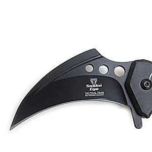 Snake Eye Tactical Everyday Carry Karambit Dragon Etched Ultra Smooth One Hand Opening Folding Pocket Knife - Ideal for Recreational Work Hiking Camping (BGN)