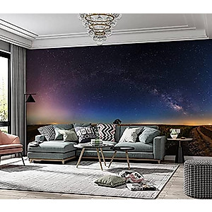 Stars Moon a Field Sunflowers Peel and Stick Wallpaper Removable Self-Adhesive Large Wallpaper Roll Wall Mural Sticker Home Decor for Living Room Bedroom