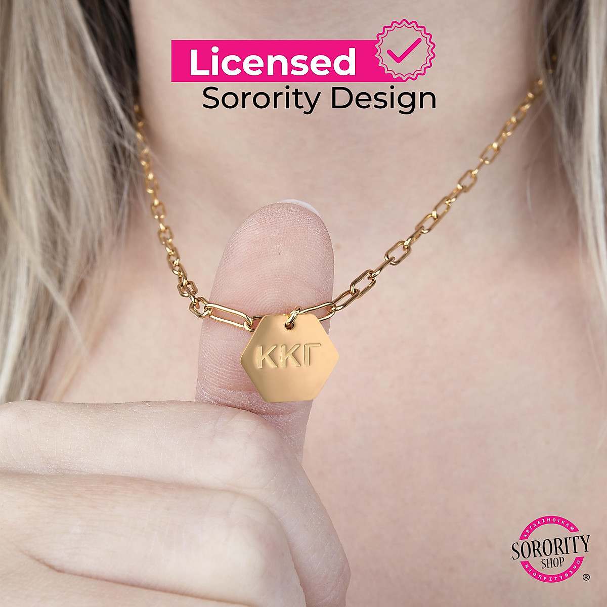 Sorority Shop Sigma Kappa Paperclip Necklace — SK 18K Gold Plated Sorority Gifts Necklace, Long-Lasting Sigma Kappa Gifts for Women