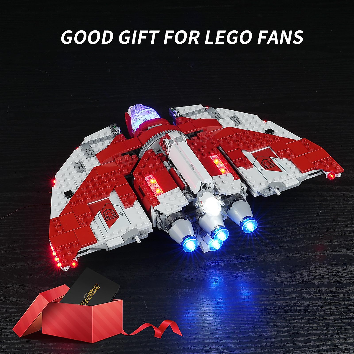 Rorliny LED Light Kit for Lego Star Wars Ahsoka Tano's T-6 Jedi Shuttle 75362 Building Set, Creative Lighting kit Compatible with Lego 75362-Remote Control Version (Lights Only, No Lego Set)
