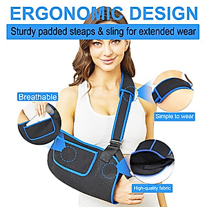 KKOOMI Arm Sling for Shoulder Injury Rotator Cuff Torn Wrist and Elbow Surgery Adjustable Padded Elbow Dislocation and Sprain Brace Shoulder Immobilizer for men&women Arm Support Straps for