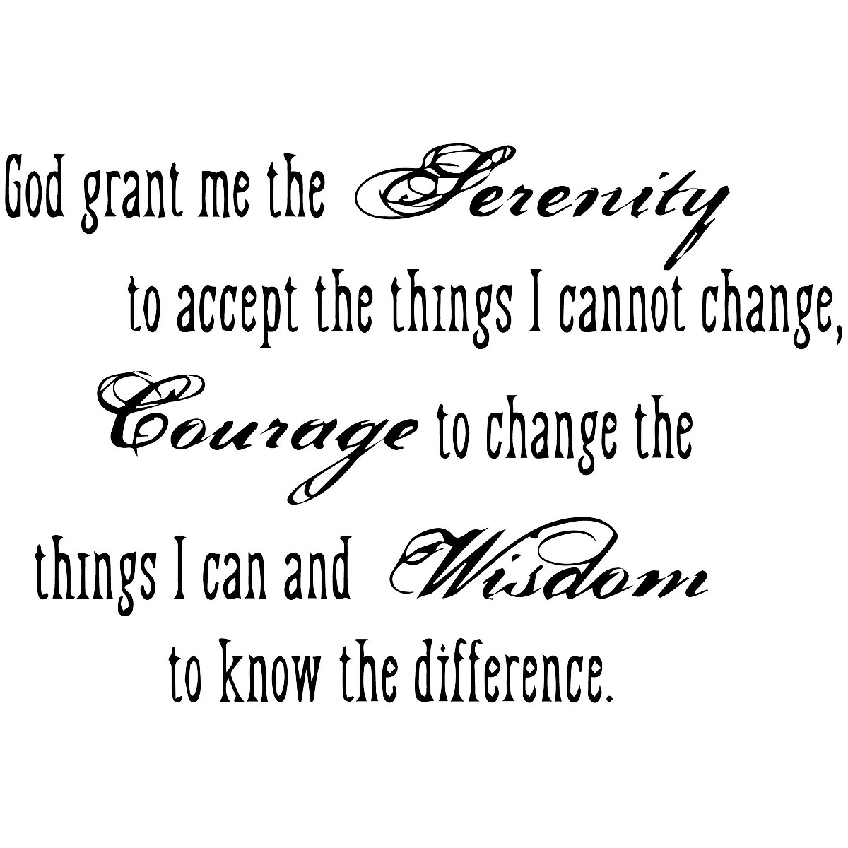 Summerjokes God GRANT Me The Serenity To Accept Things I Cannot Change Courage To Change The Things I Can And The Wisdom To Know The Difference Inspiring Wall Sticker Decal Vinyl Sticker, Wall of Prayer Wall Decoration