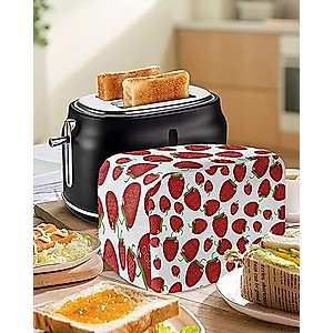 Toaster Cover, 4 Slice Toaster Cover Strawberry Pattern Kitchen Small Appliance Covers, Dust and Machine Washable Bread Maker Cover (12w X 11d X 8h)