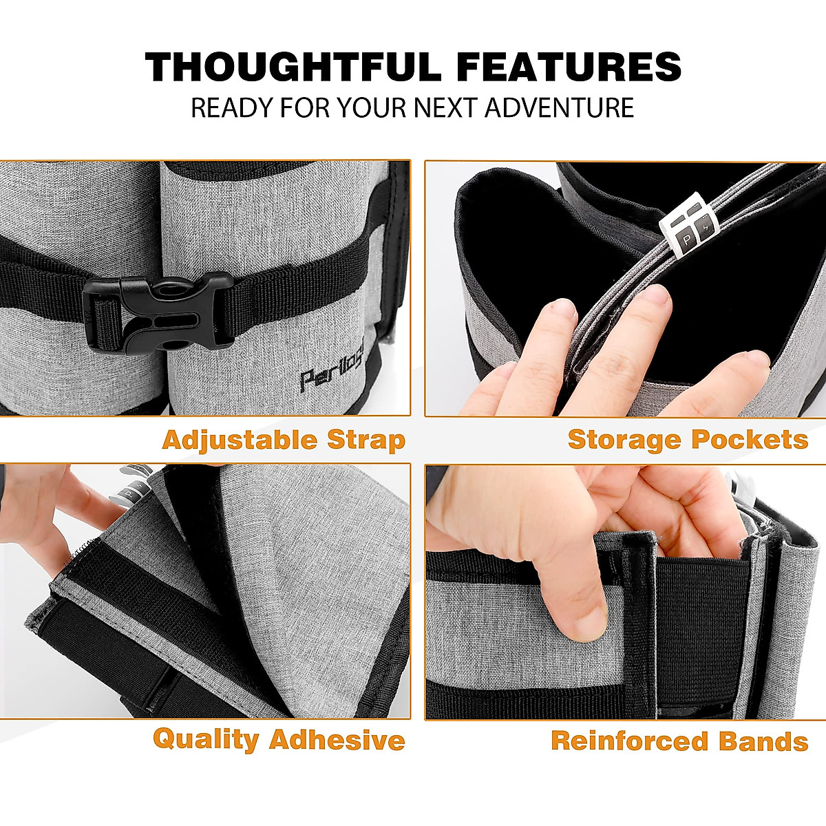 Perilogics Luggage Travel Cup Holder Attachment for Suitcase Drink, Coffee Mug, Bottle Caddy. Traveler Carry on Hands Free Accessory. Ideal for Frequent Travelers or Flight Attendants Gift.